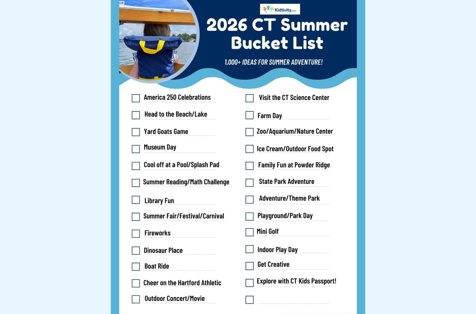 2026 Connecticut Summer Bucket List - Kidtivity.com