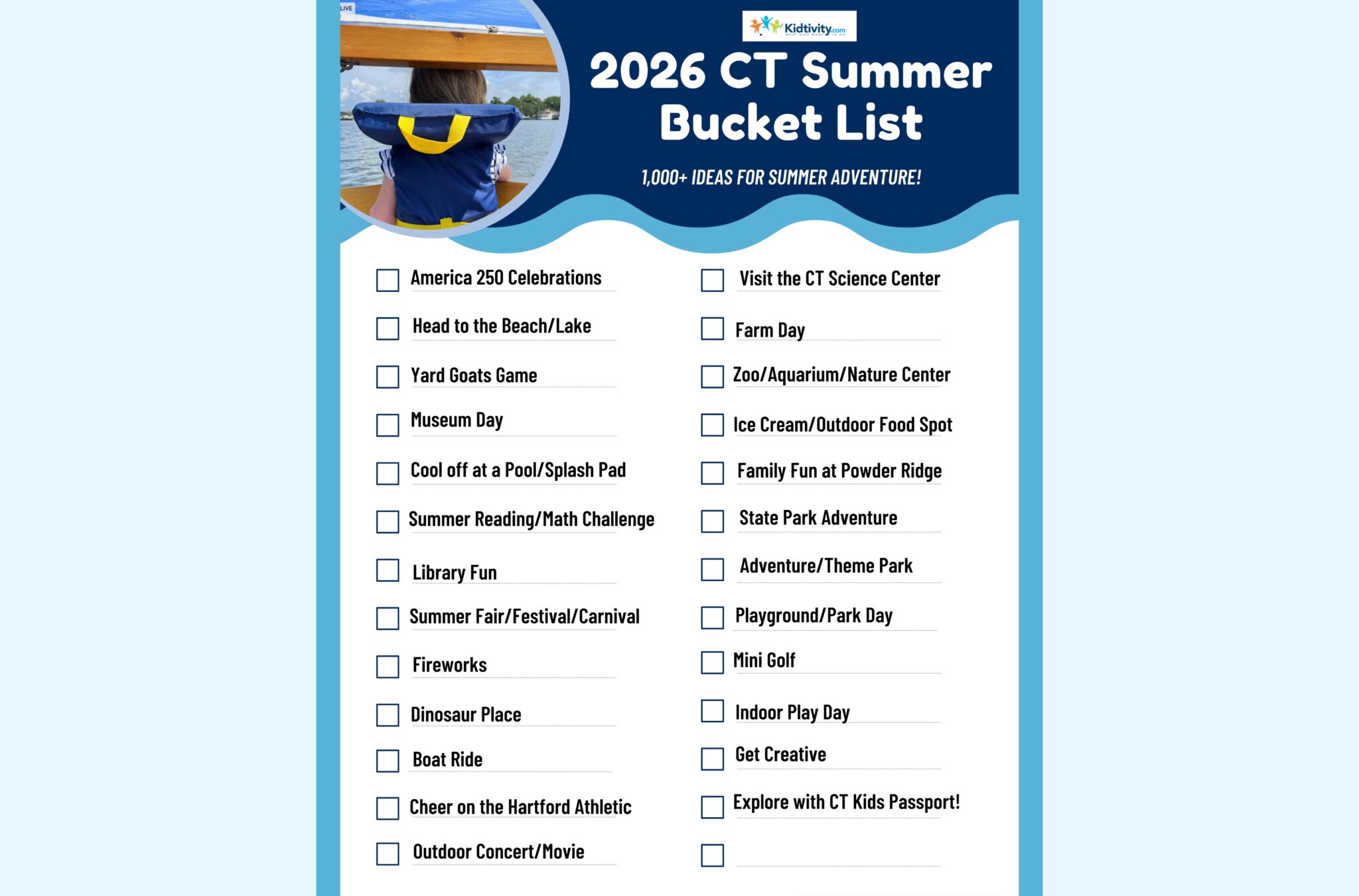 2026 Connecticut Summer Bucket List - Kidtivity.com